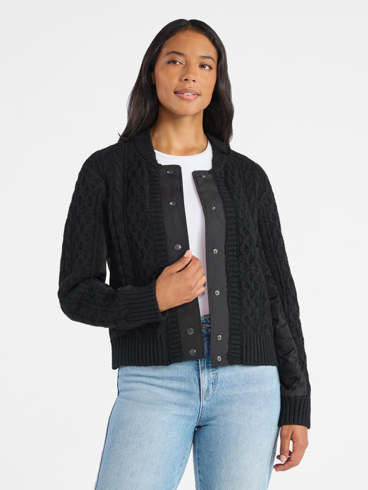 Time and Tru Women's Snap Front Sweater, Sizes XS-XXXL - Walmart.com