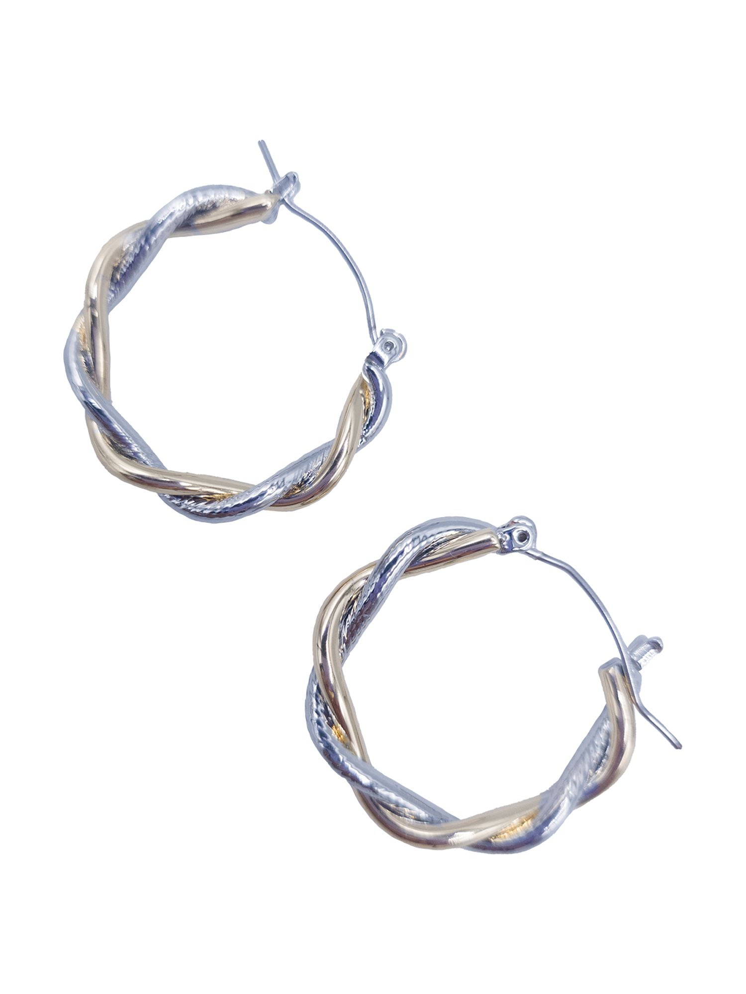 Time and Tru Twisted Hoop Earring Gold and Silver Metal Hoop Style ...
