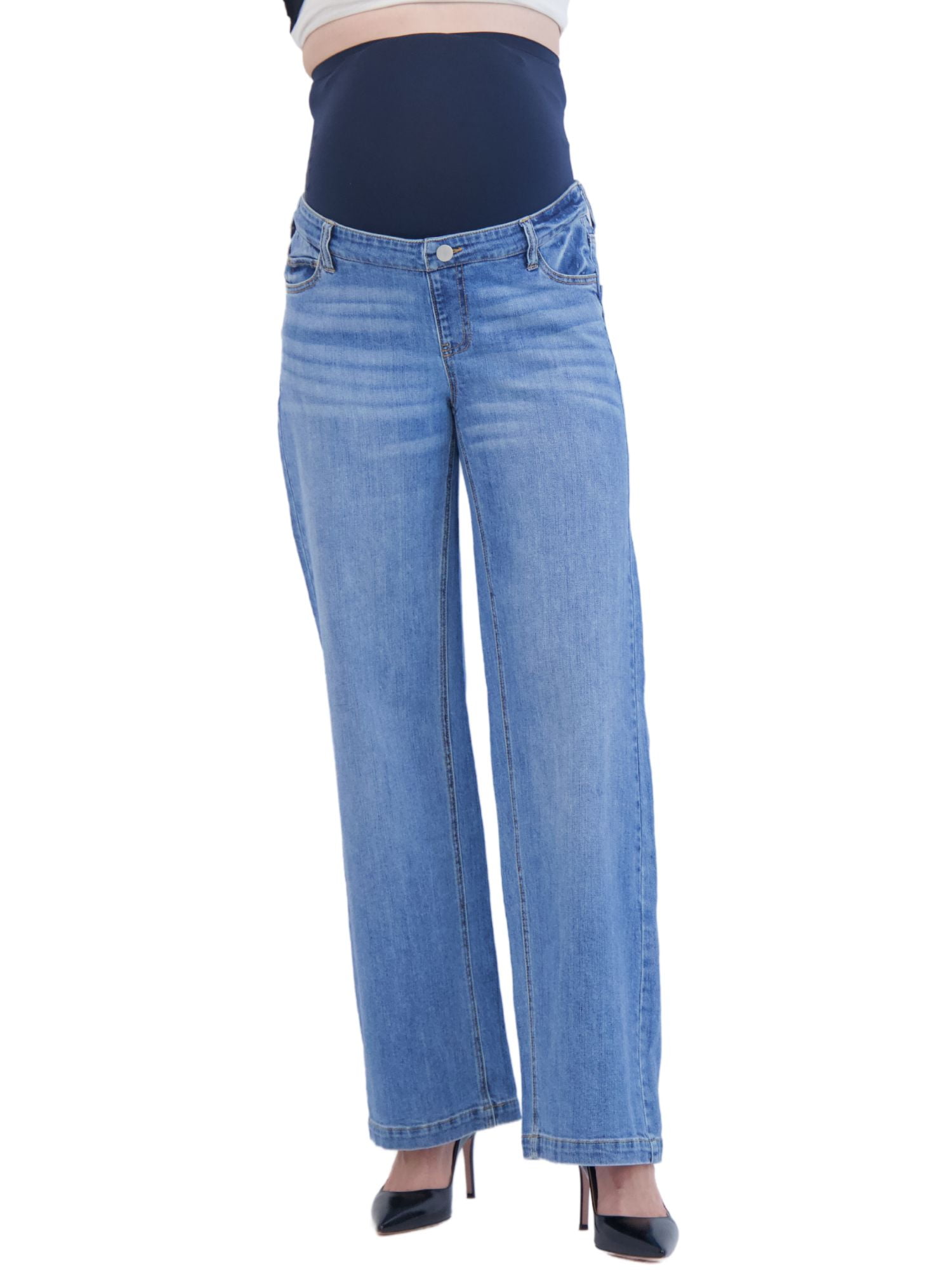 Time and Tru Maternity Baggy Wide Leg Jeans Sizes S-XXL with Stretch ...