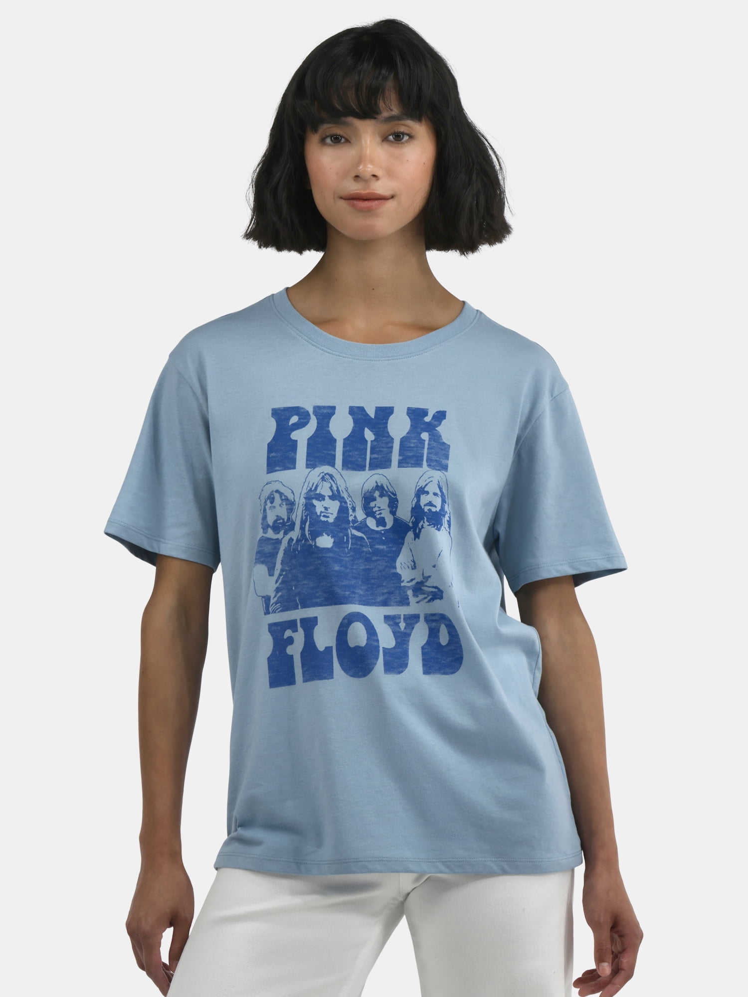 Time and Tru Pink Floyd Women's Graphic Tee Short Sleeve Cotton Blend ...