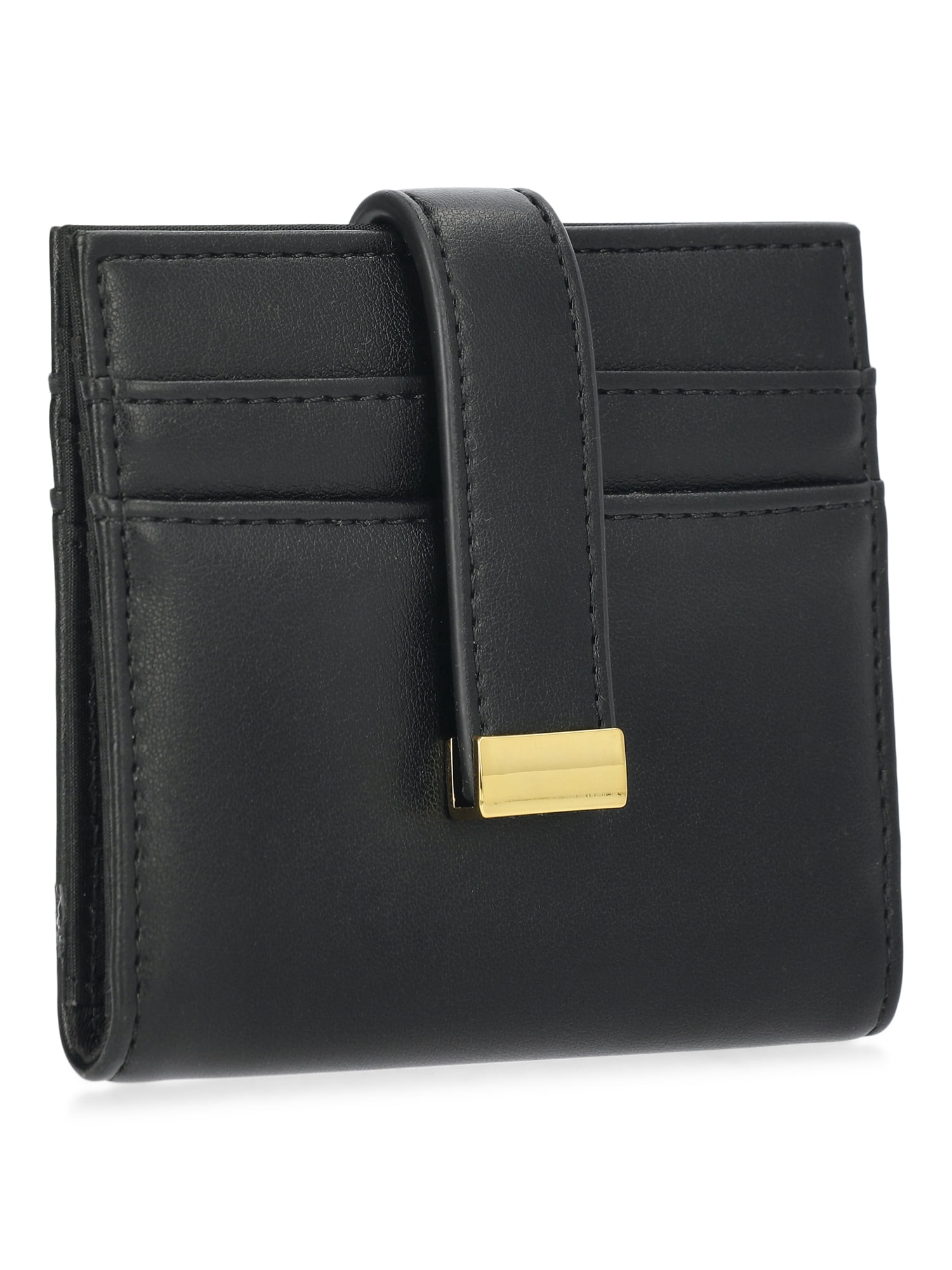 Time and Tru Women's Una Faux Leather Card Case Wallet, Black - Walmart.com
