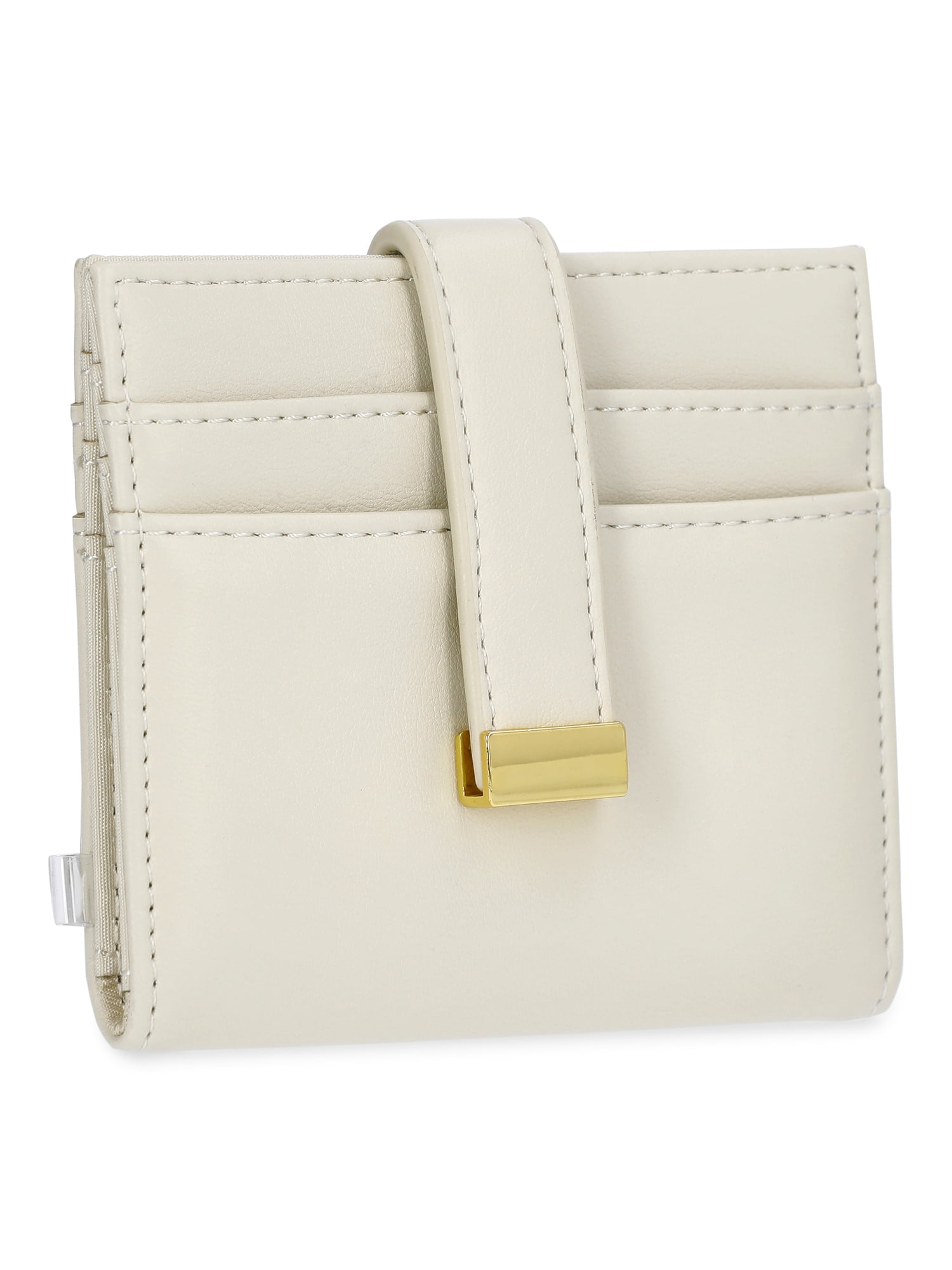 Time and Tru Women's Una Faux Leather Card Case Wallet, Bleached Beige ...