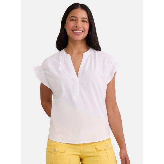 Time & Tru Women's Ruffle Collar Tank, Sizes XS-XXXL - Walmart.com