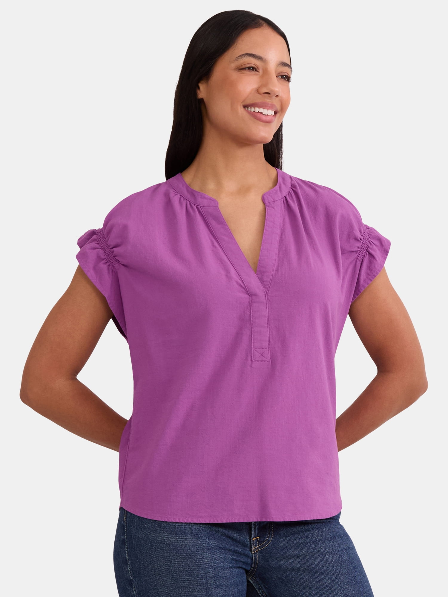 Time & Tru Women's Ruffle Collar Tank, Sizes XS-XXXL - Walmart.com