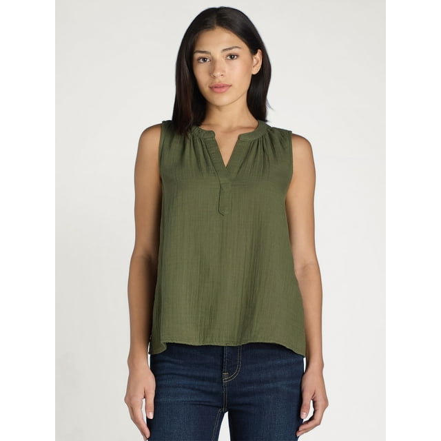 Time & Tru Women's Cotton Sleeveless Blouse, Sizes XS-XXXL - Walmart.com Time & Tru Women's Cotton Sleeveless Blouse, Sizes XS-XXXL - Walmart.com