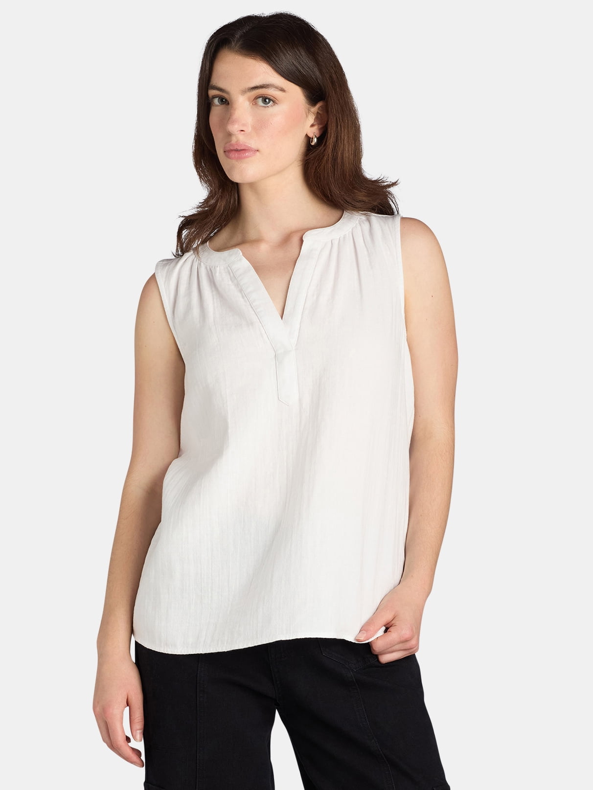 Time & Tru Women's Cotton Sleeveless Blouse, Sizes XS-XXXL - Walmart.com Time & Tru Women's Cotton Sleeveless Blouse, Sizes XS-XXXL - Walmart.com