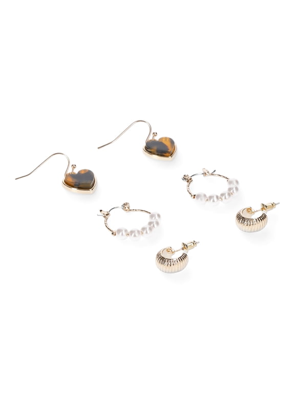 Time and Tru Mixed Metal Earring Collection, Silver and Goldtone Metal ...