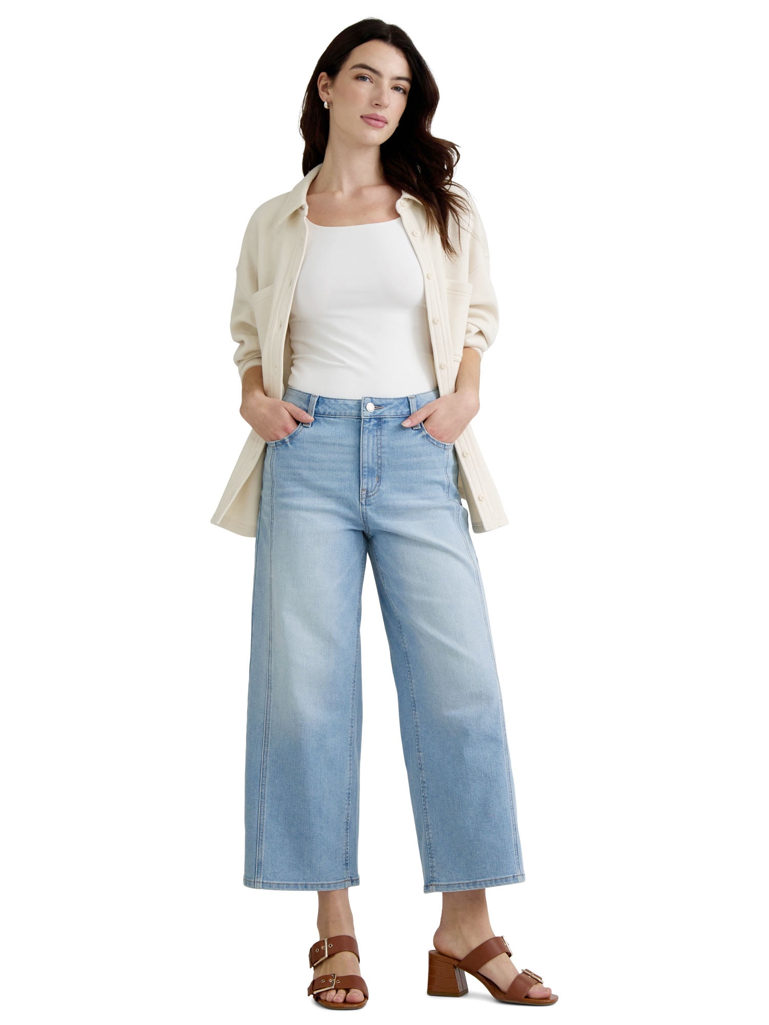 Time and Tru Women's Wide Leg Jeans 26 inch Inseam Size 2-20 Made with ...