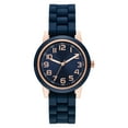 Time and Tru Women's Wristwatch, Rose Gold Case, Blue Silicone Bezel ...