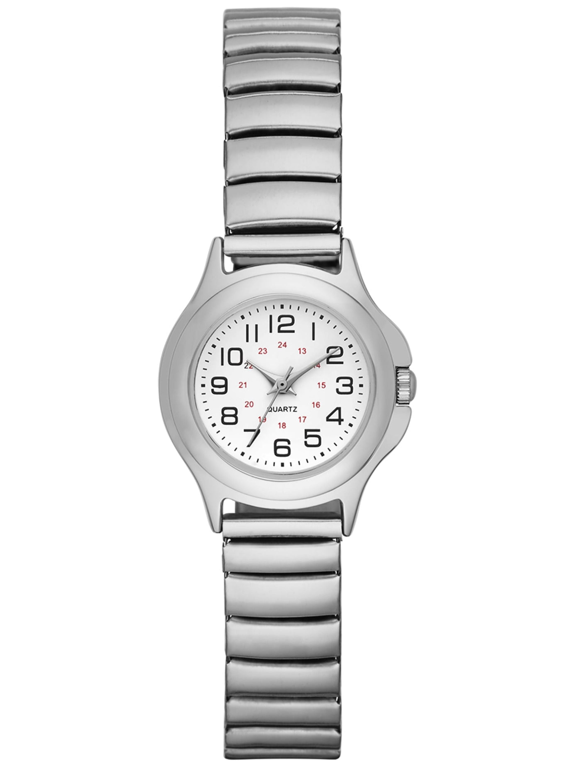 Time and Tru Women's Silver Tone Wristwatch, Easy Read Dial, 30mm Case ...