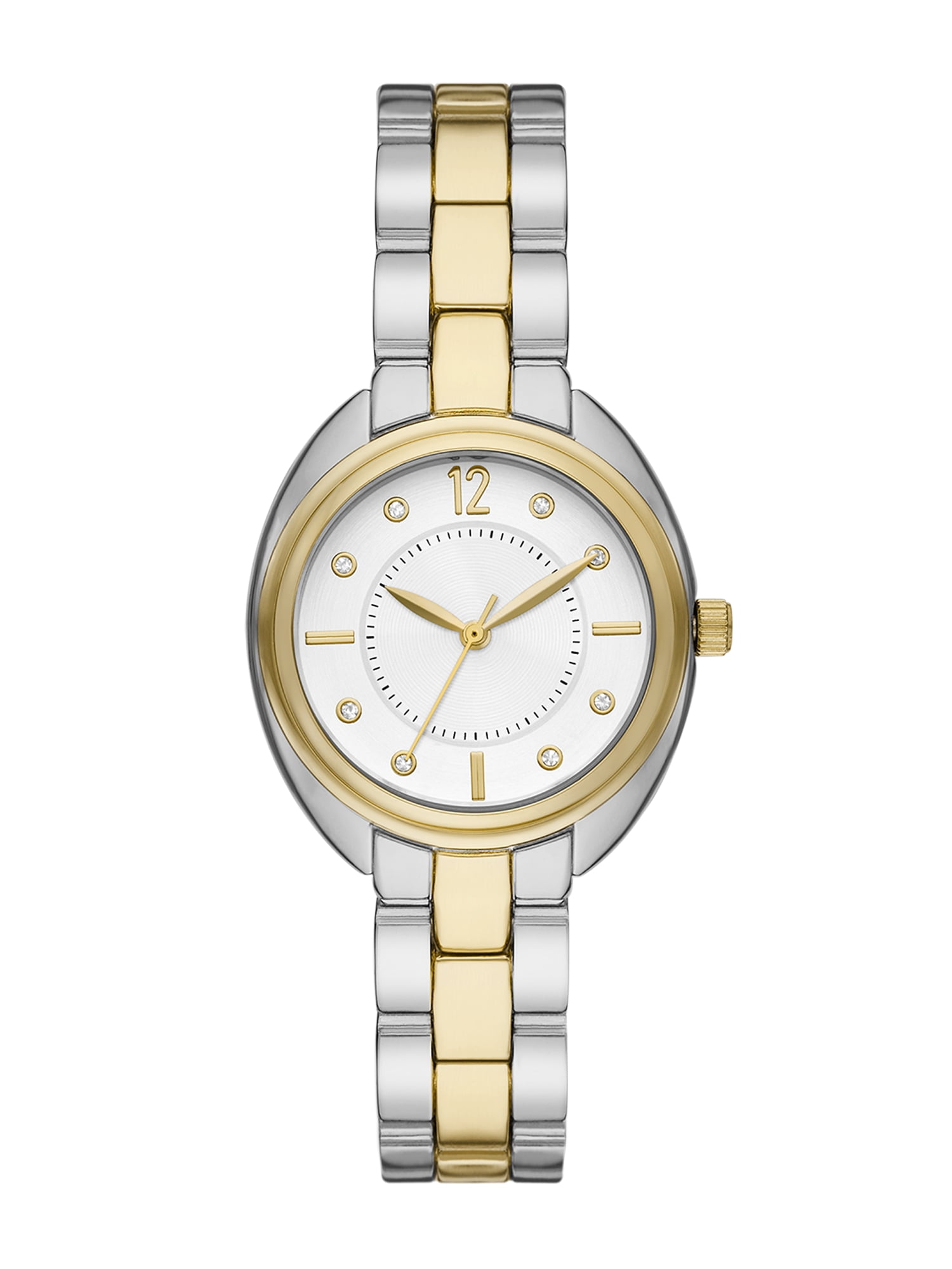 Time & Tru Women's Wristwatch: Two Tone Silver and Gold Round Case, 3 ...