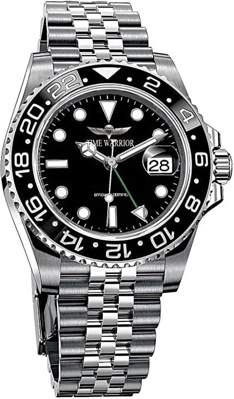 Time Warrior Design, 41mm Swiss GMT Quartz Men's Watch, Stainless Steel ...