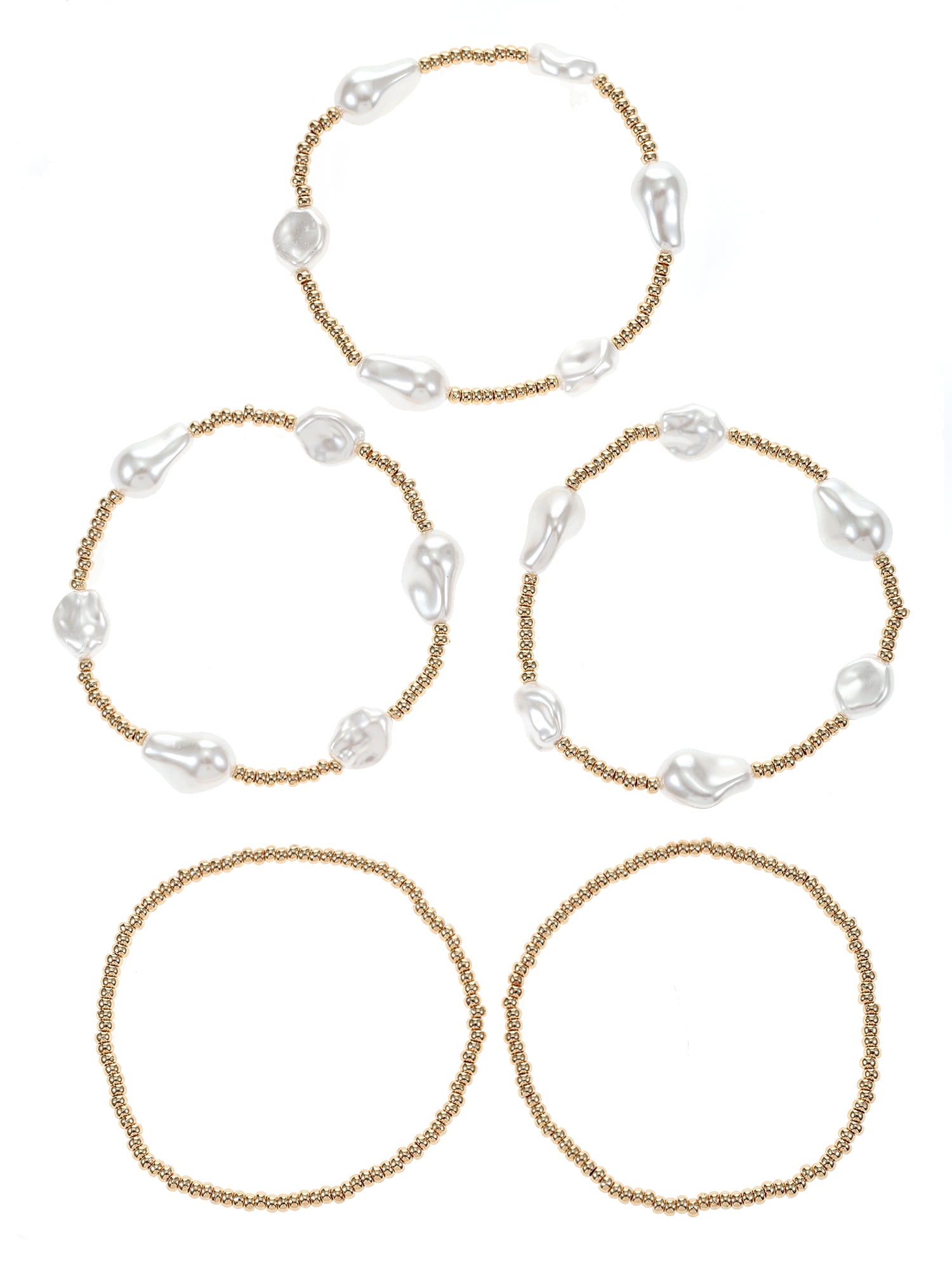 Time and Tru 5-Piece Pearl & Beaded Bracelet Set - Walmart.com