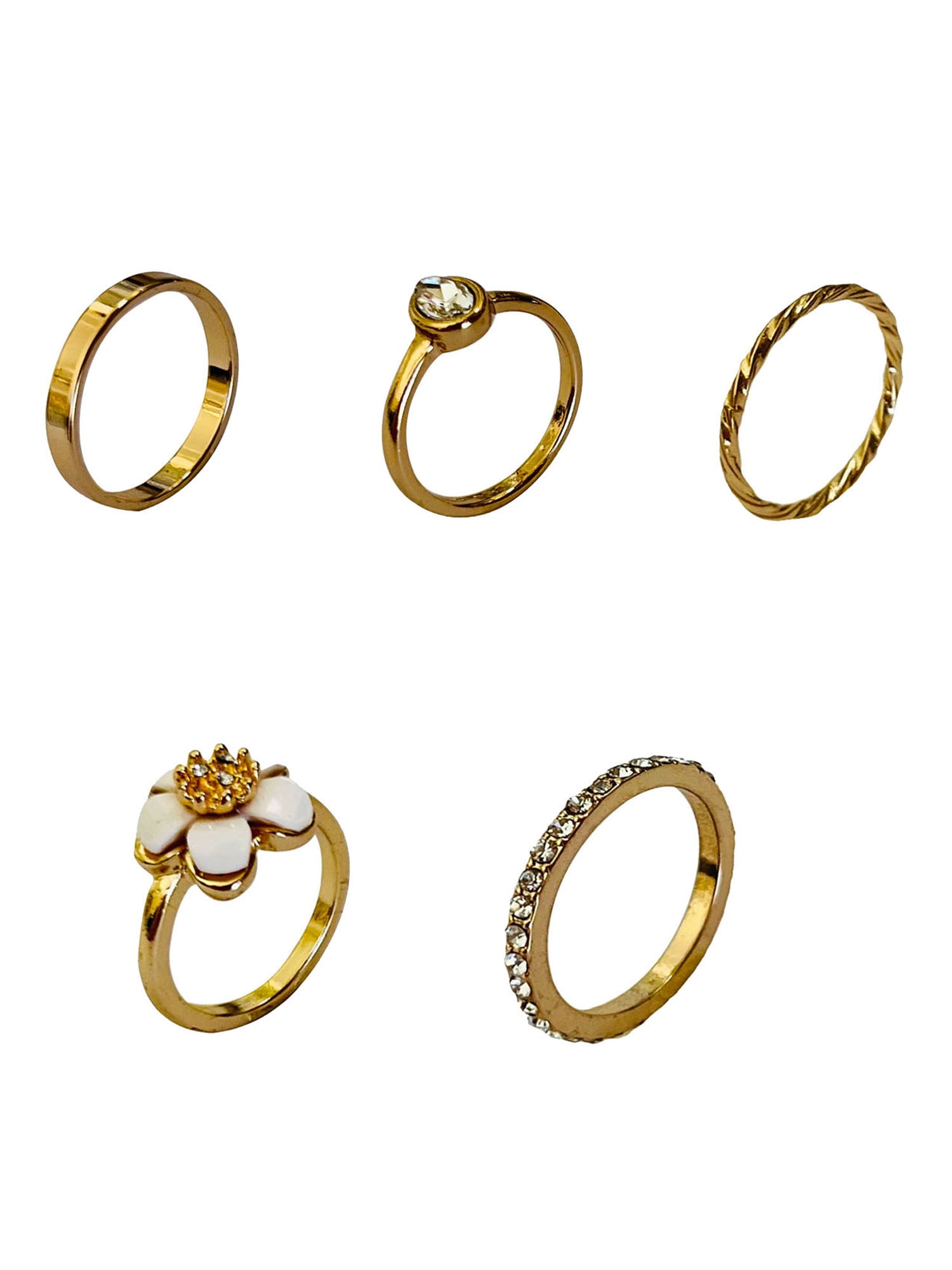 Time and Tru 5pc Flower Ring Set - Walmart.com