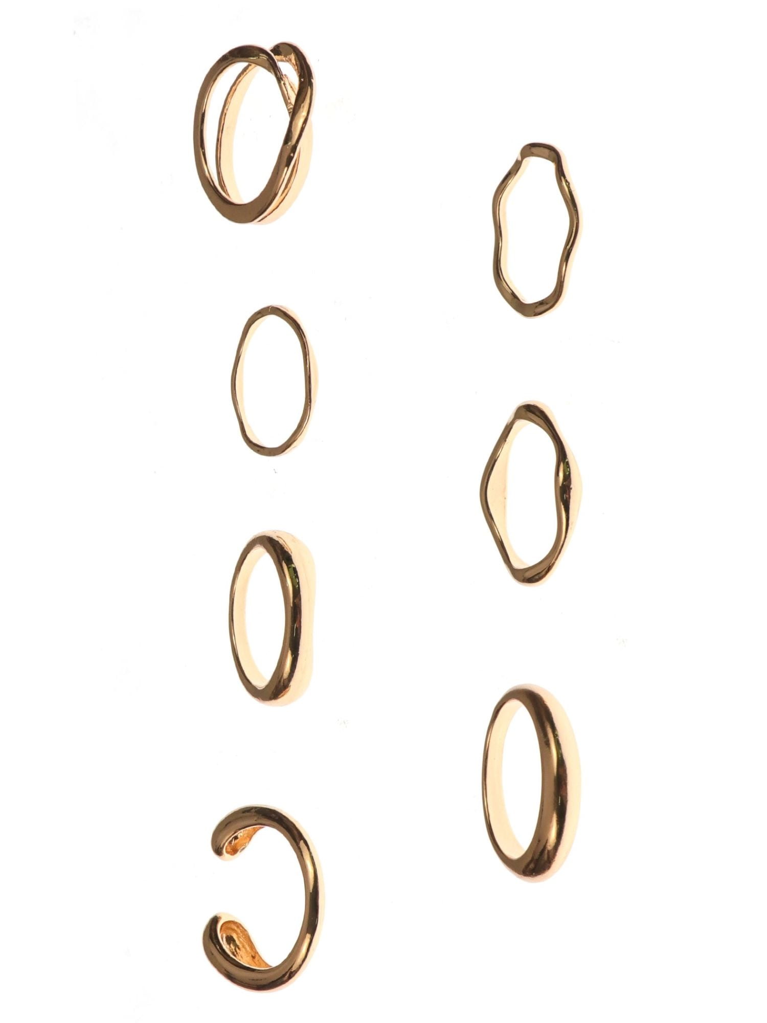 Time and Tru Gold Stackable Ring Set, 7 Piece Women's Jewelry for ...