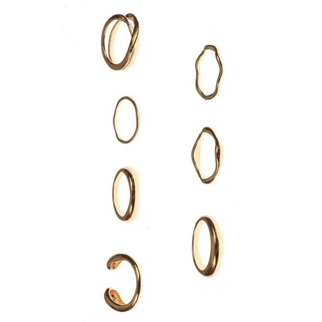 Time and Tru 7 Piece Gold Stackable Ring Set (Women's) - Walmart.com