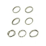 Time and Tru 7 Pack Rings with Stones, Variety of Styles and Textures ...