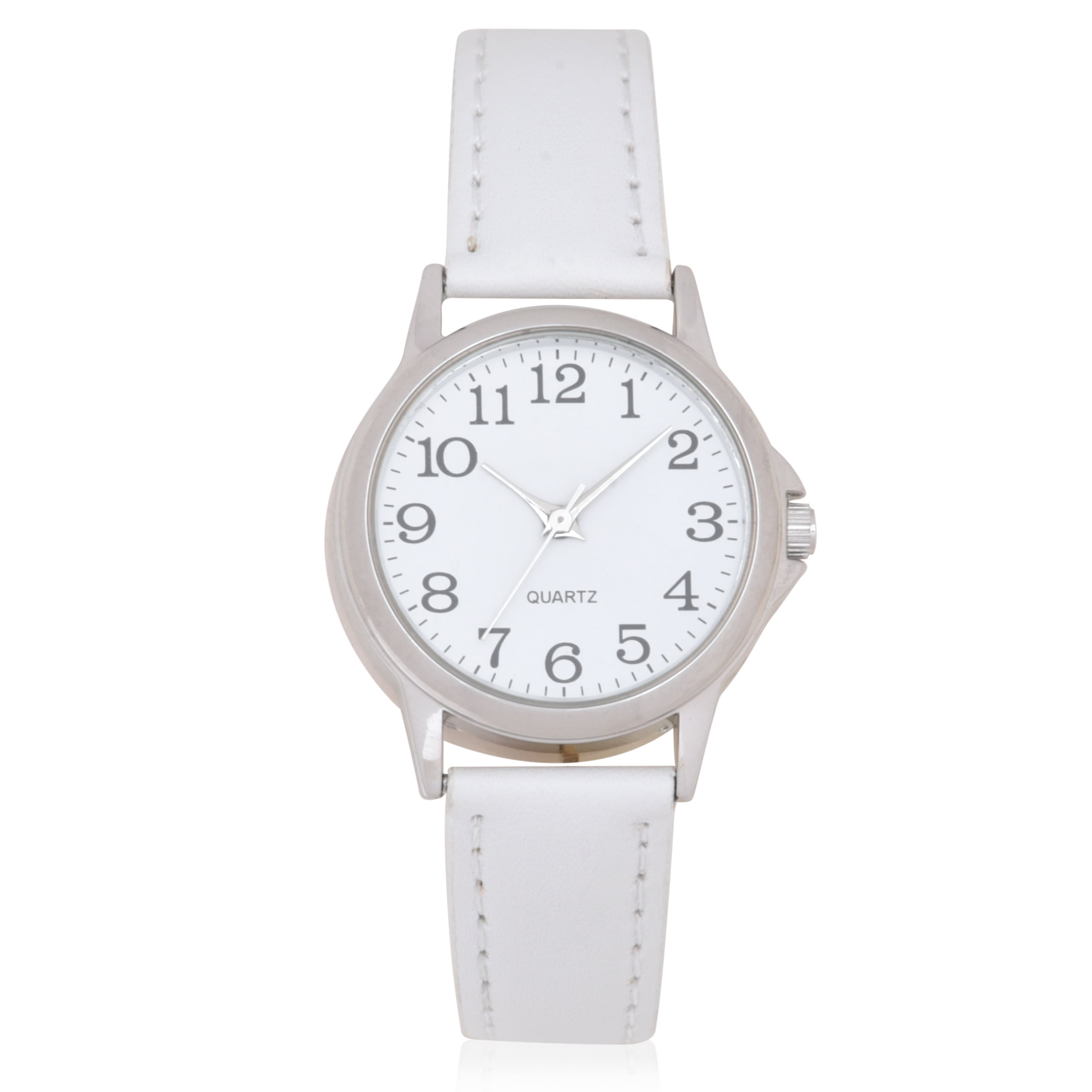 Time and Tru Adult Female Analog Watch in White PU Leather Strap ...