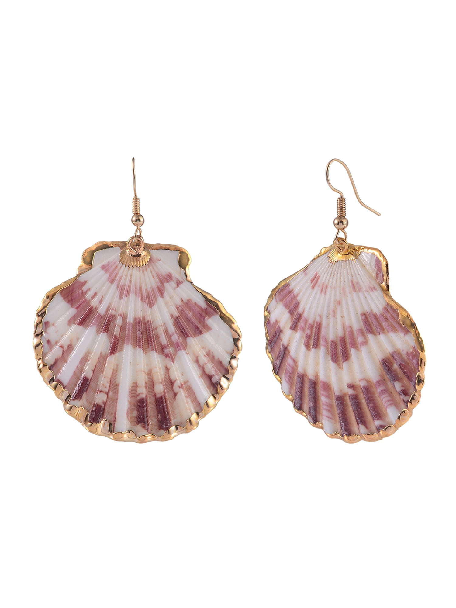 Time and Tru Gold-Tone Metal and Clam Shell Drop Earrings, Hypo ...