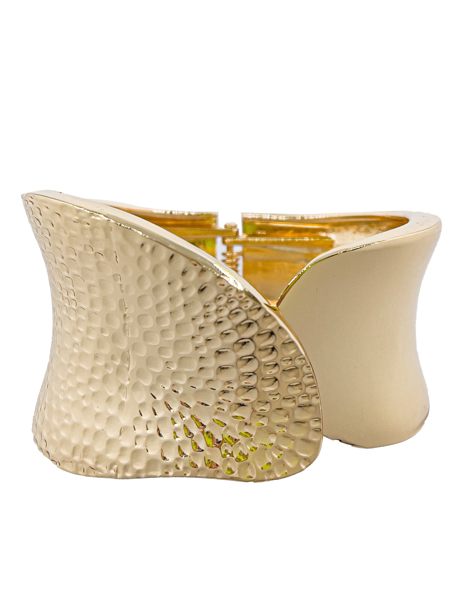 Time and Tru Adult Ladies Gold Shiny Cuff Bracelet, 1 Pack, Hinged ...