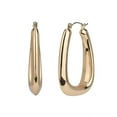 Time and Tru Gold Tone Wide Metal Hoop Earrings with Click Top Closure ...