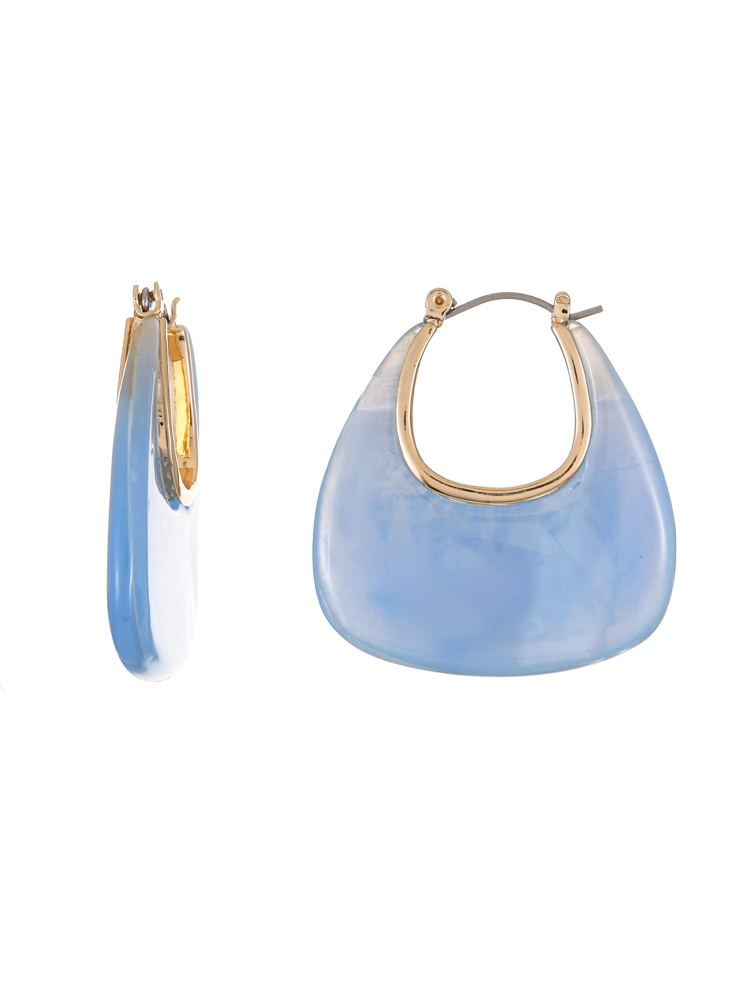 Time and Tru Blue Swirl Snap Hoop Earrings Pink Coastal Coastal ...