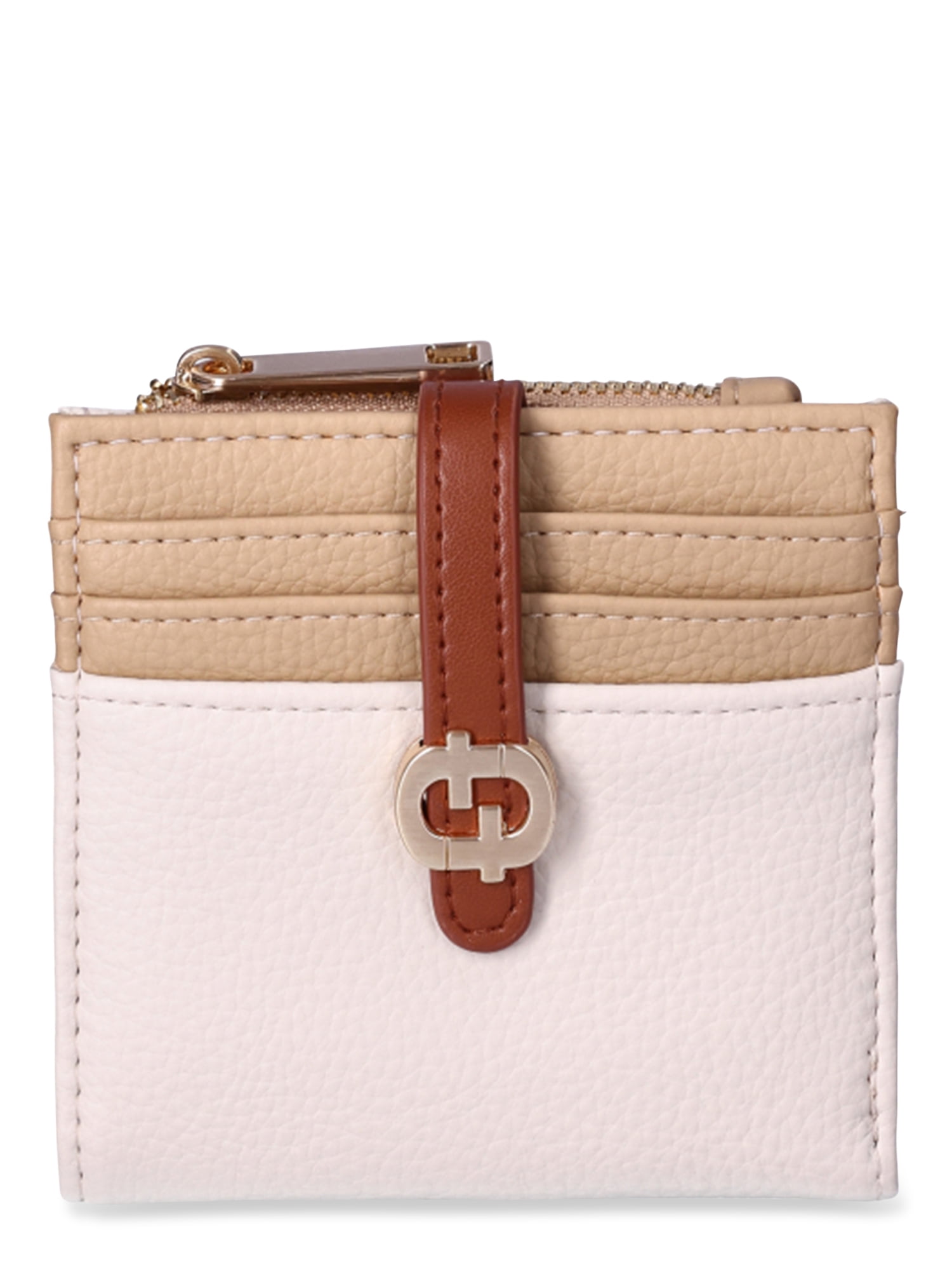Time and Tru Sadie Tab Card Wallet Almond Color Block, Women's Zip Card ...