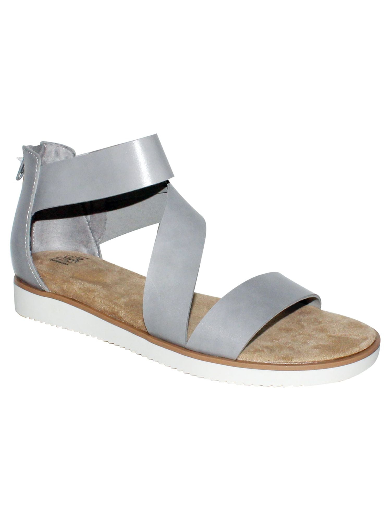 Time and Tru Women's Gladiator Sandals with Cushioned Sole and Zipper ...