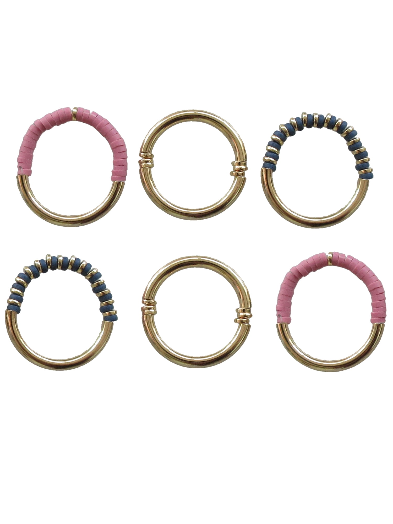 Time and Tru Dusty Rose/Blue Mix/Gold Brass/Iron/Fimo/Plastic 6PCS ...