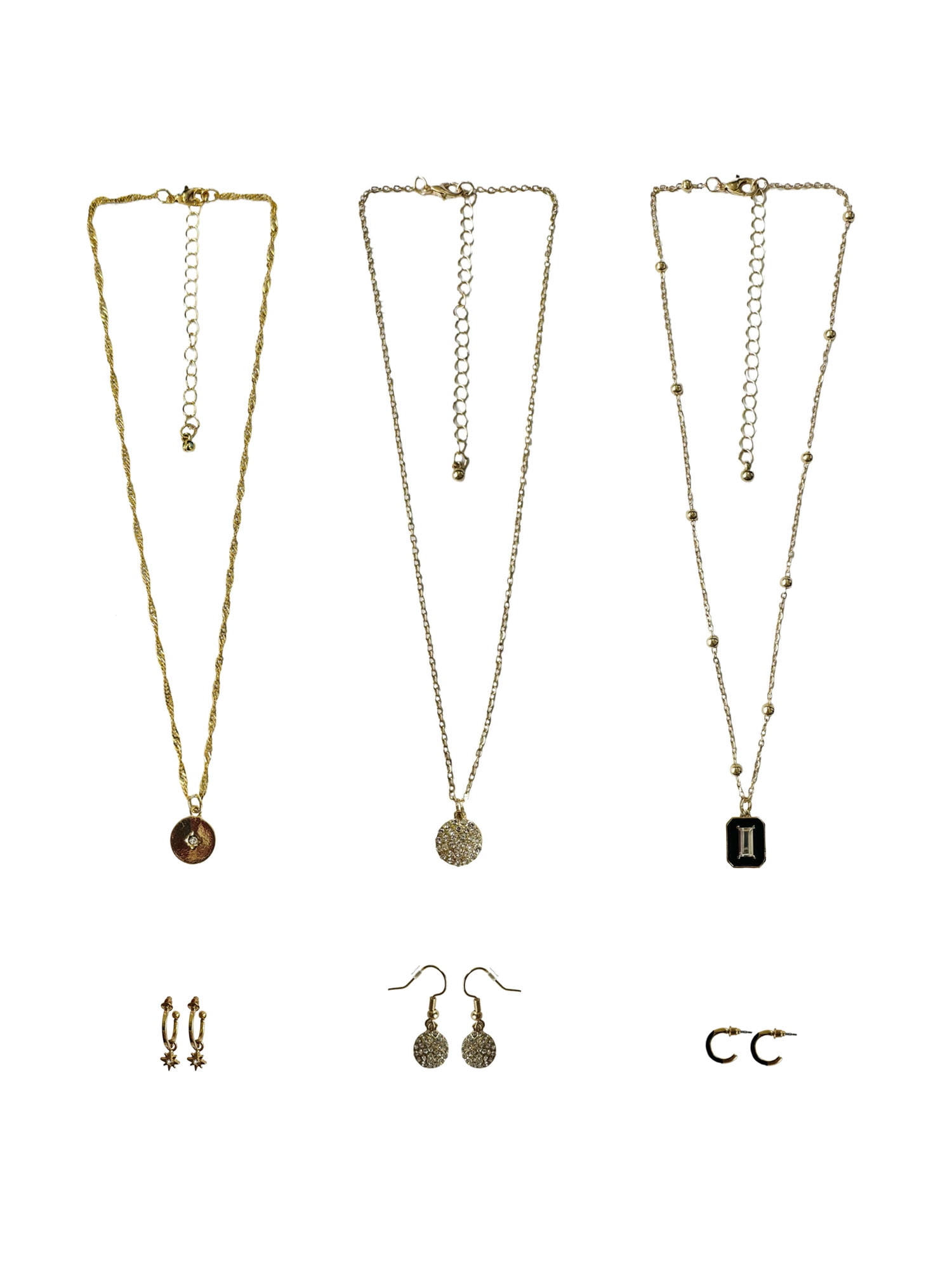 Time and Tru Enamel Stones Necklace and Earring Gift Set Multipack, 6 ...