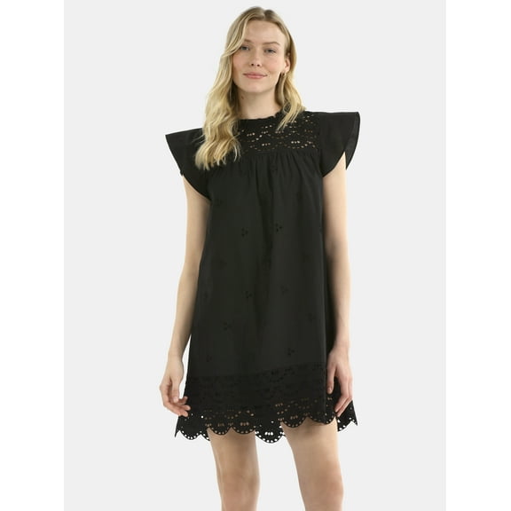 Time and Tru Women's Cotton T-Shirt Dress with Short Sleeves, Sizes XS ...