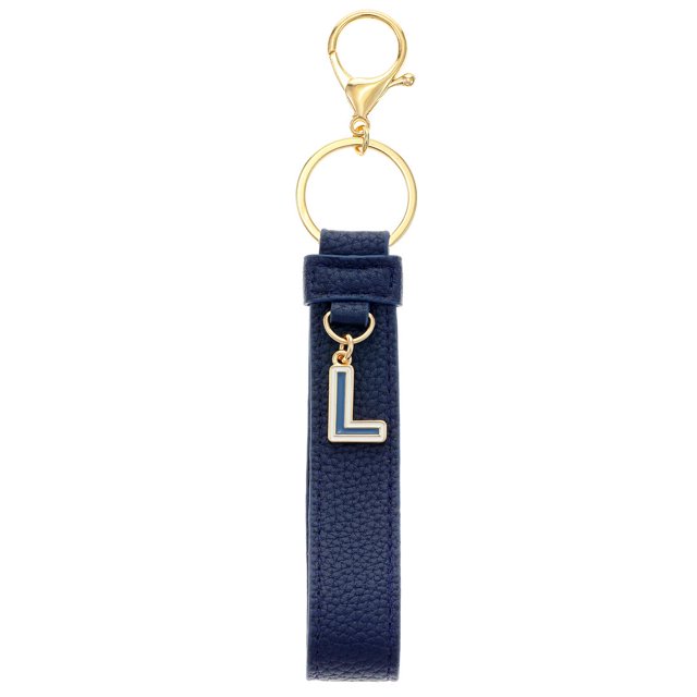 Time and Tru Faux Leather Initial "L" Monogram Keyring Clip, Blue ...