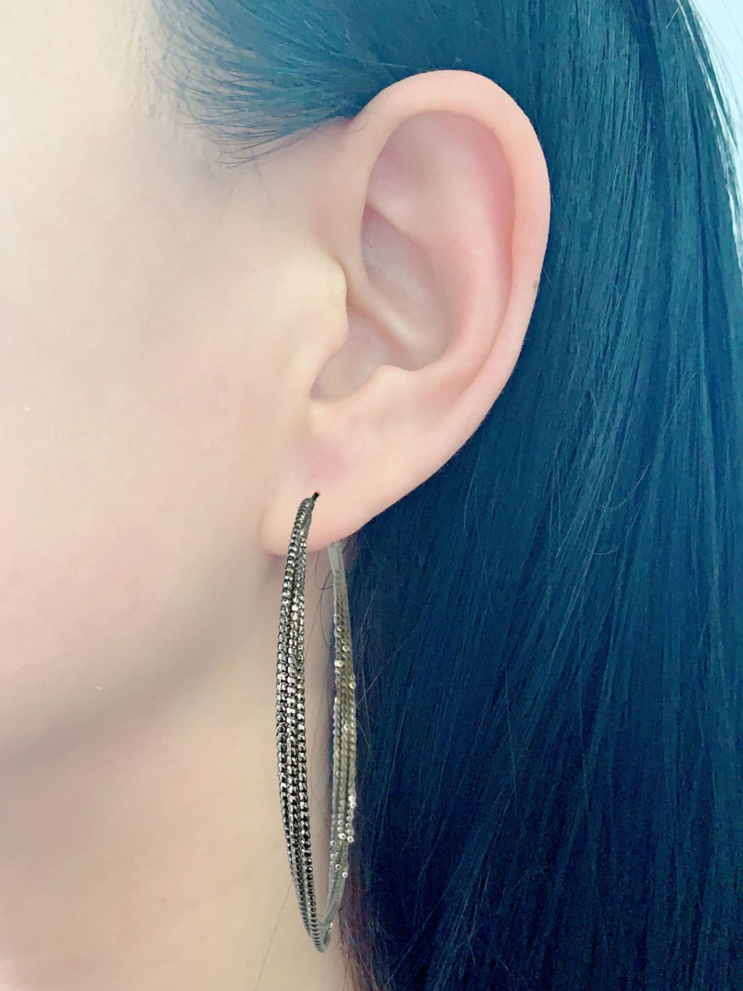 Time and Tru Female Textured Layered Hoop Earrings, Silver - Walmart.com