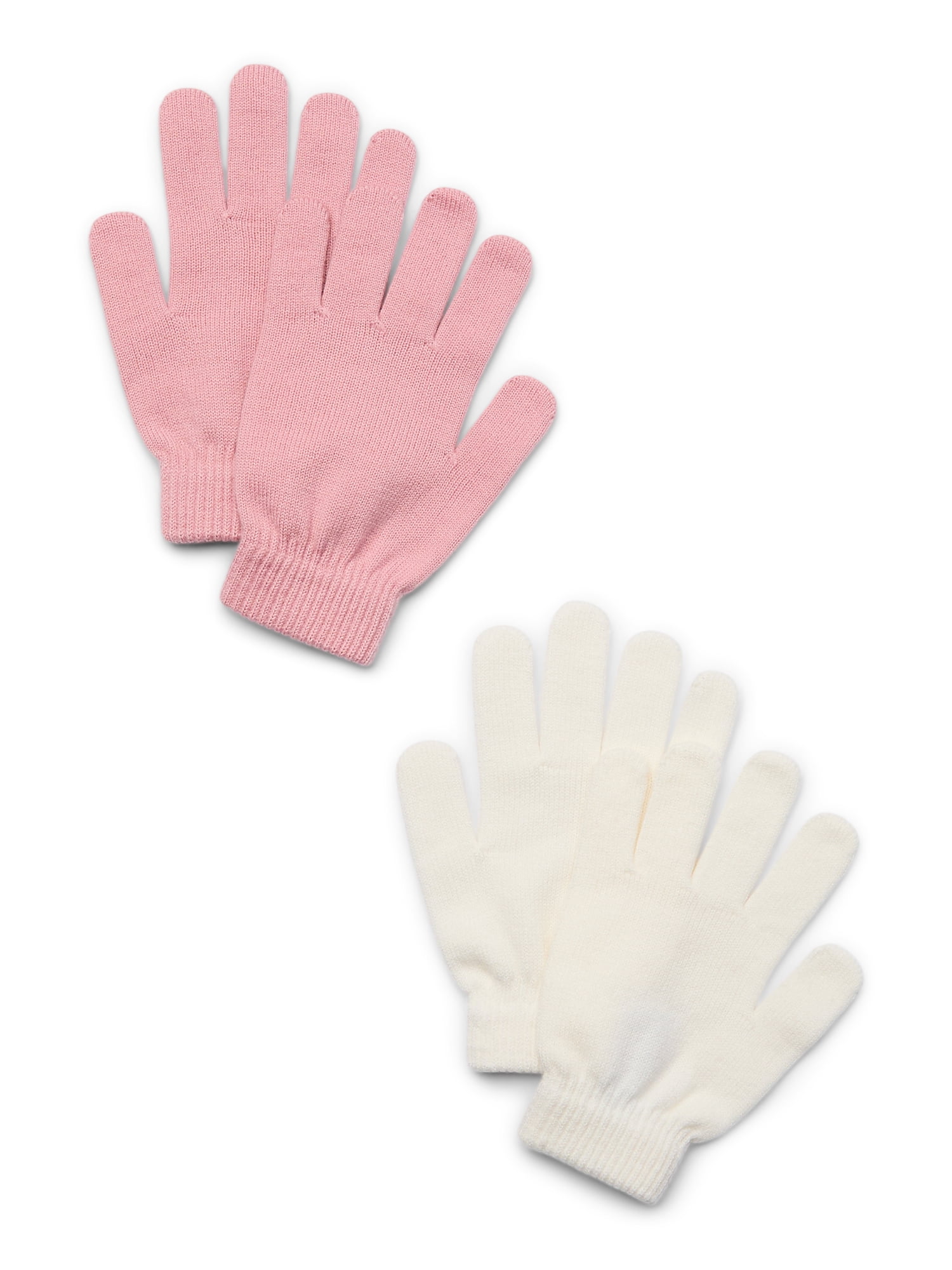 Time and Tru Women's Stretch Knit Winter Gloves 2-Pack, Dusty Rose ...