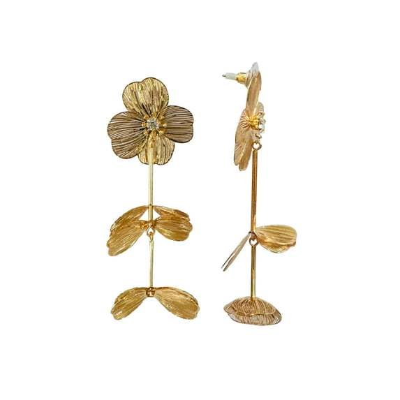 Time and Tru Gold Flower Petal Linear Earrings - Walmart.com