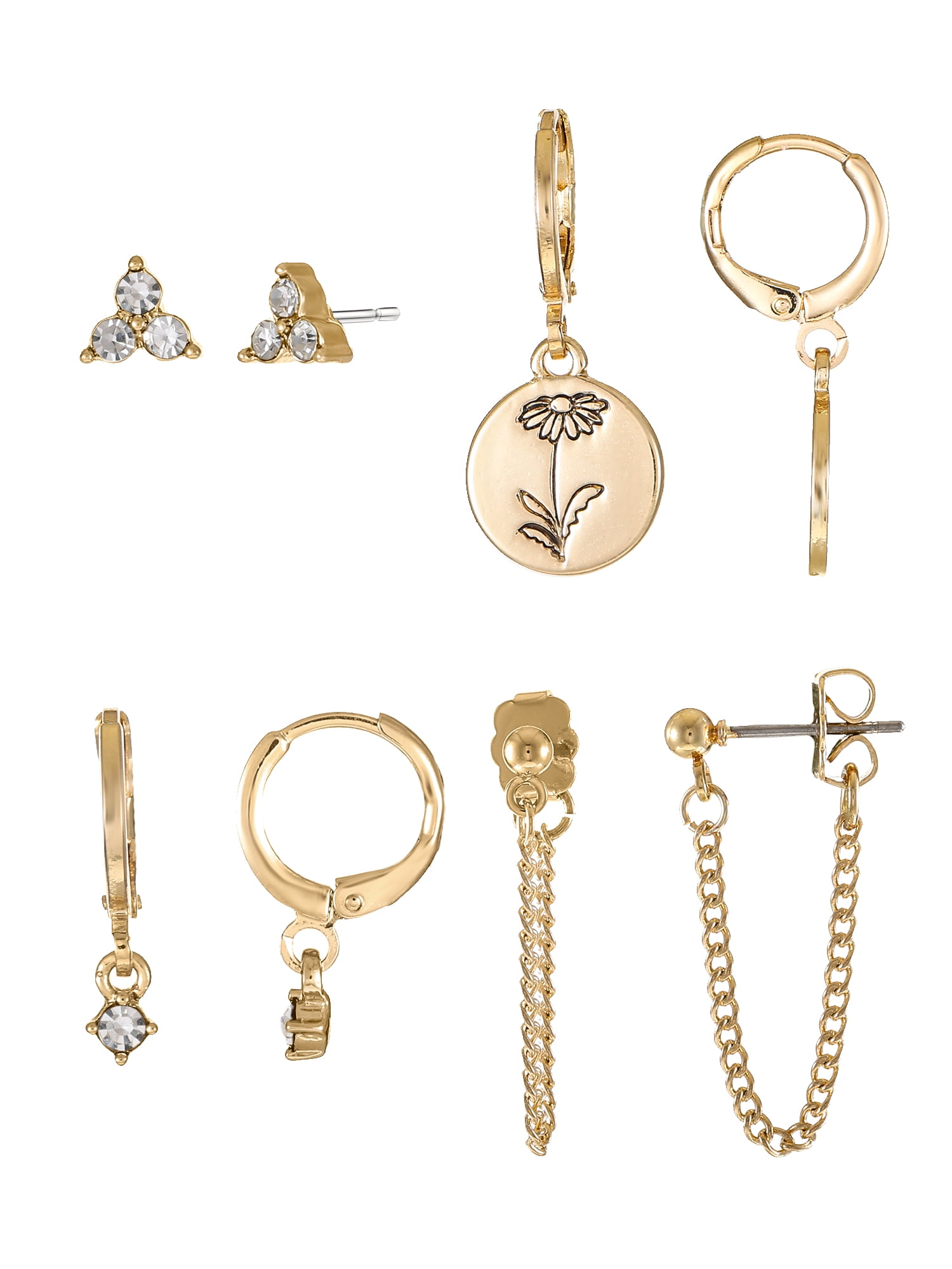 Time and Tru Goldtone Birth Flower Earring Collection, 4 Pairs, April ...