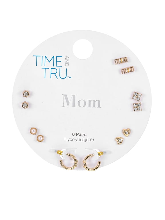 Time and Tru Mixed Metal Earring Collection, Silver and Goldtone Metal ...