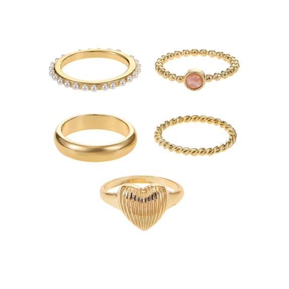 Time and Tru Goldtone Heart Motif Ring Set, 5 Pieces - Walmart.com