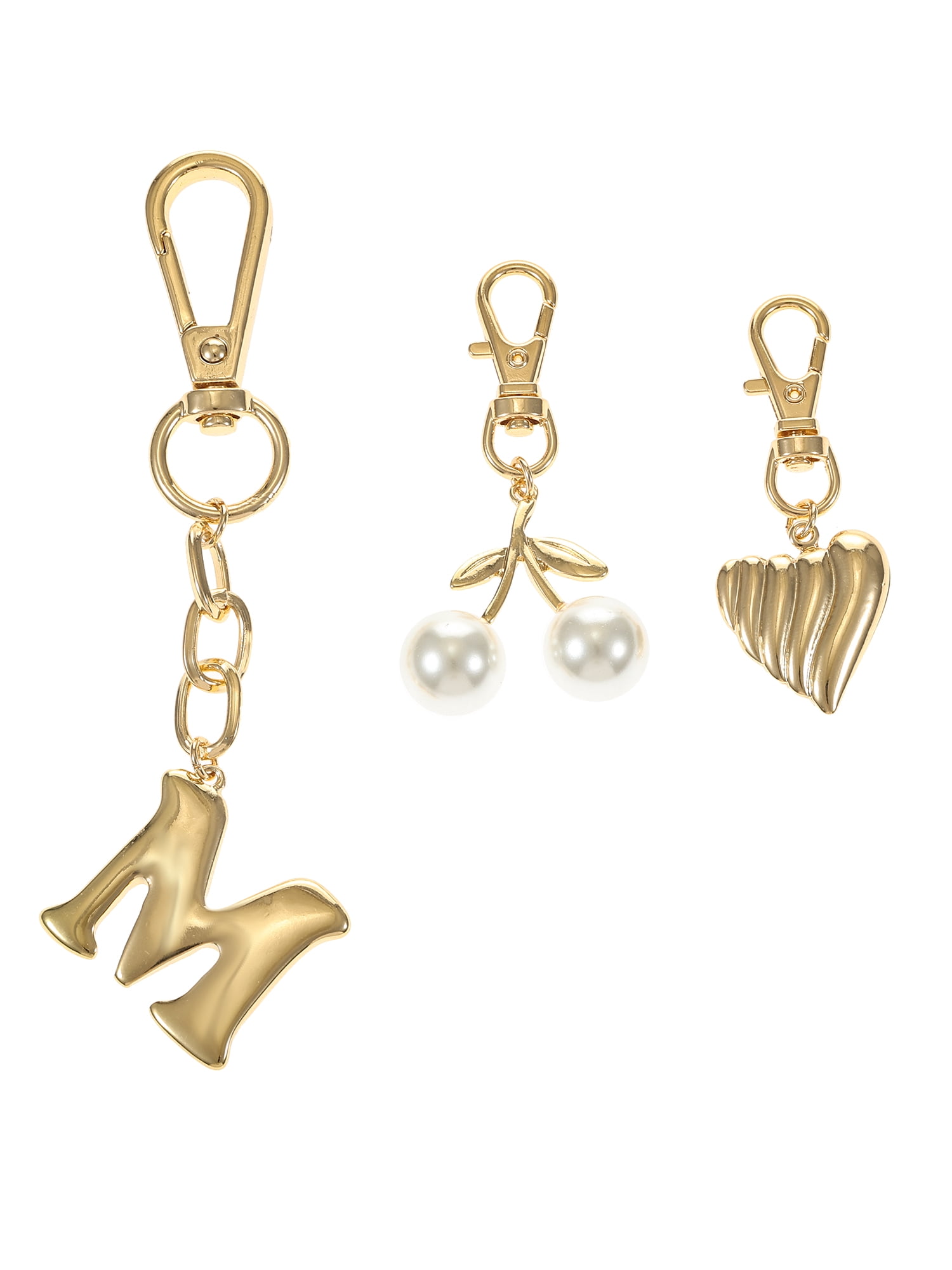 Time and Tru Goldtone Initial Letter Bag Charm Set, 3 Pieces, Letter M ...