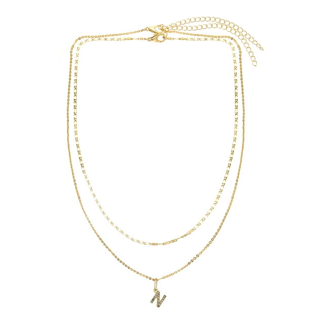 Time and Tru Goldtone Initial Letter "N" Necklace Set for Women, 2 ...