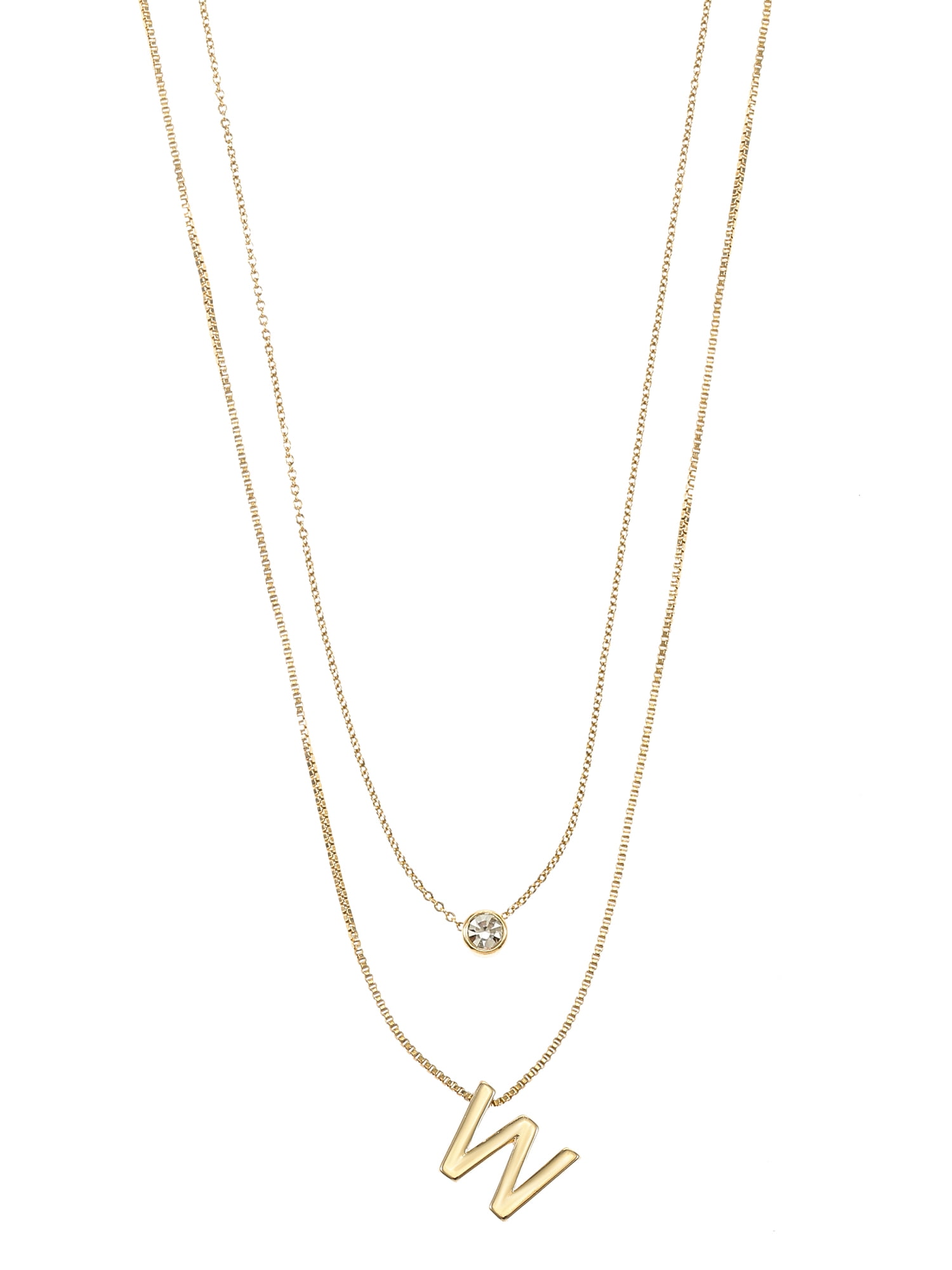 Time and Tru Goldtone Initial Letter Necklace Set, 2 Pieces, Letter W ...