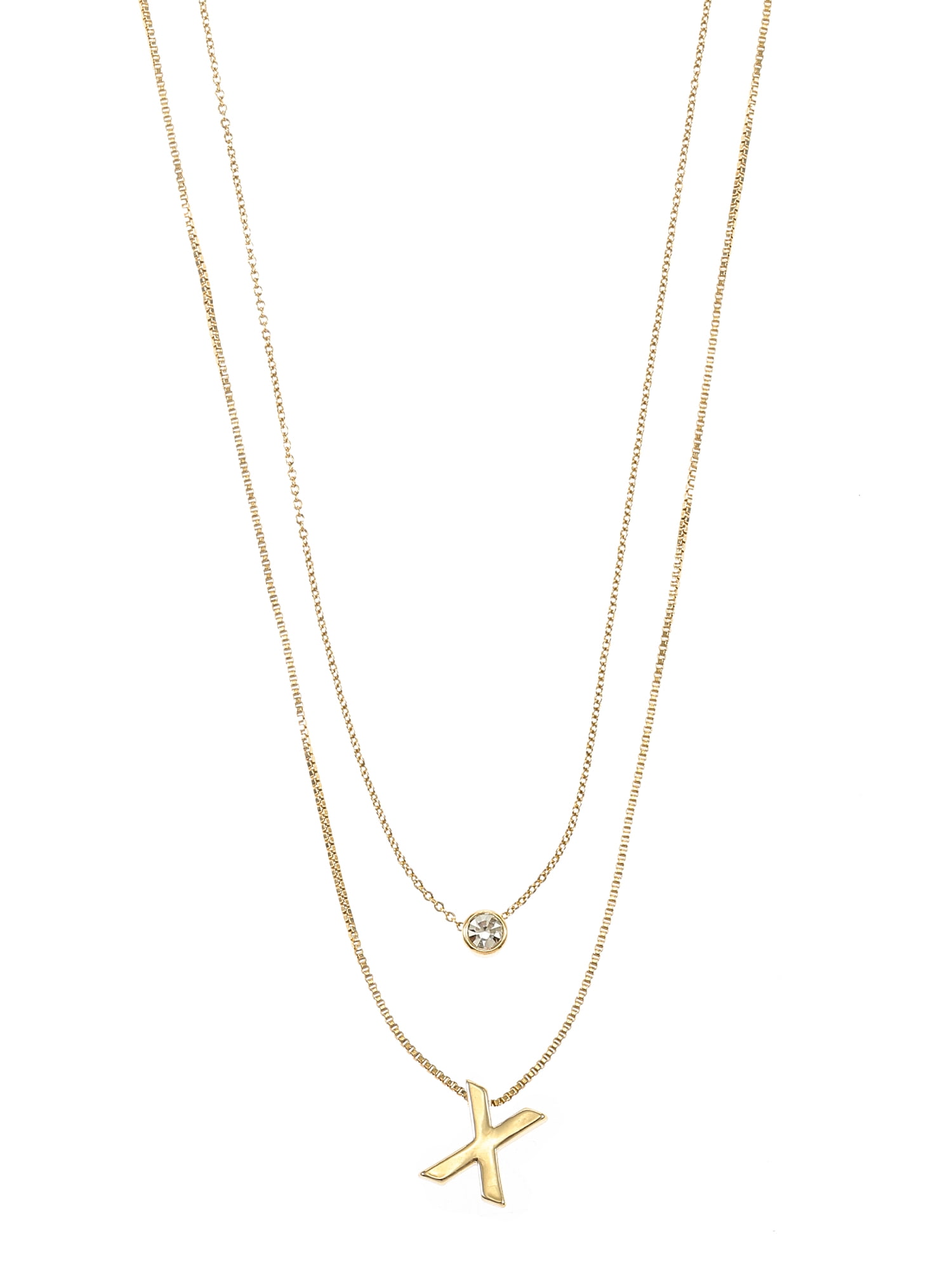 Time and Tru Goldtone Initial Letter Necklace Set, 2 Pieces, Letter X ...