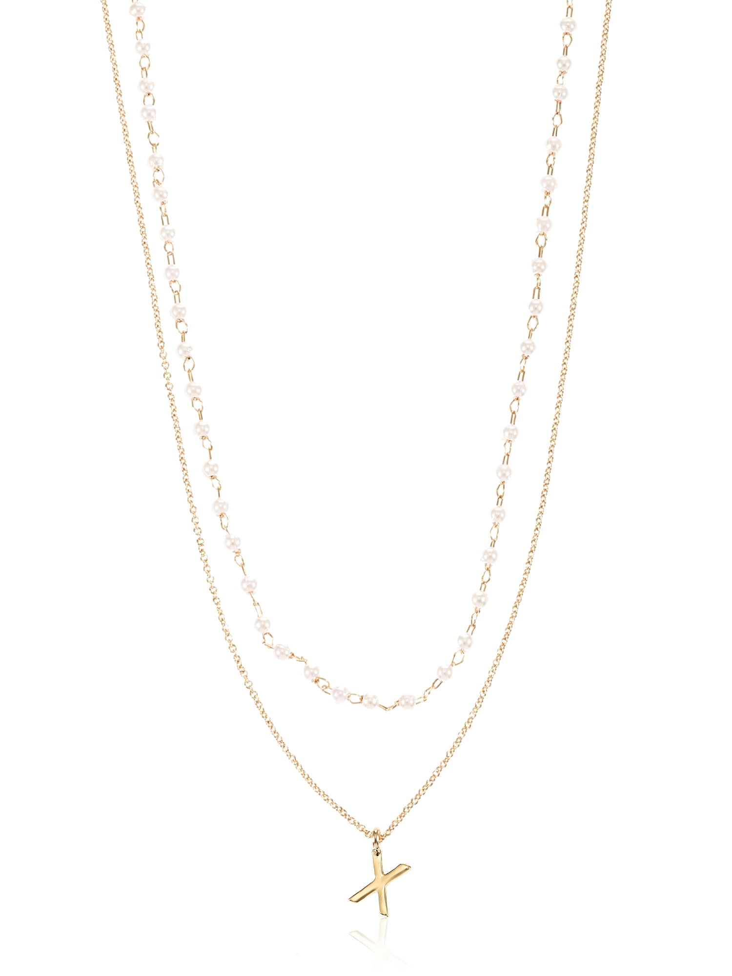 Time and Tru Goldtone Initial Letter Necklace Set, 2 Pieces, Letter X ...