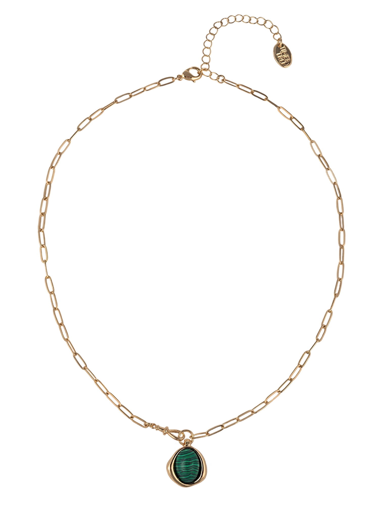 Time and Tru Goldtone Malachite Round Pendant Necklace - Walmart.com
