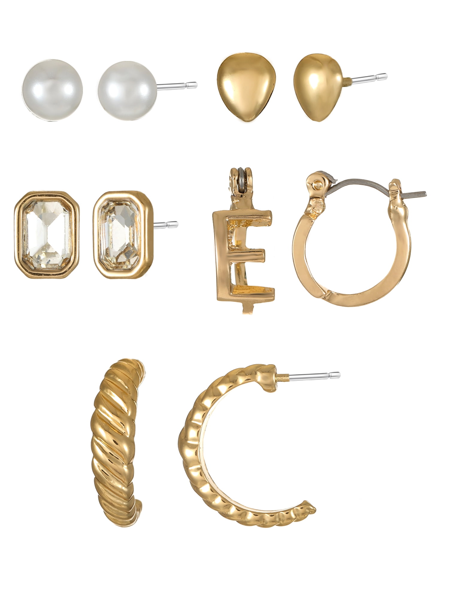 Time and Tru Goldtone Multi Earring Set, 5 Pairs, Initial E - Walmart.com