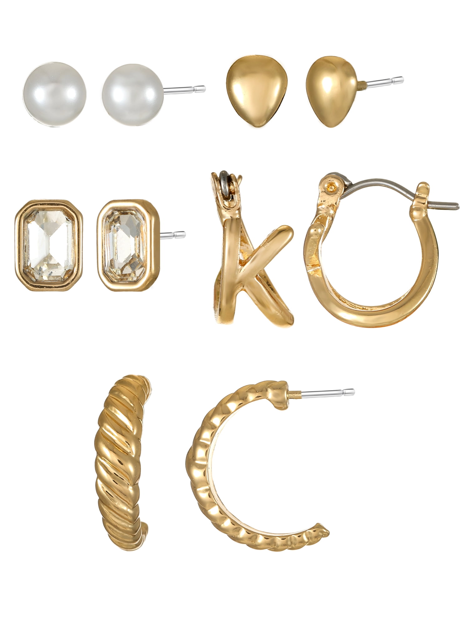 Time and Tru Goldtone Multi Earring Set, 5 Pairs, Initial K - Walmart.com