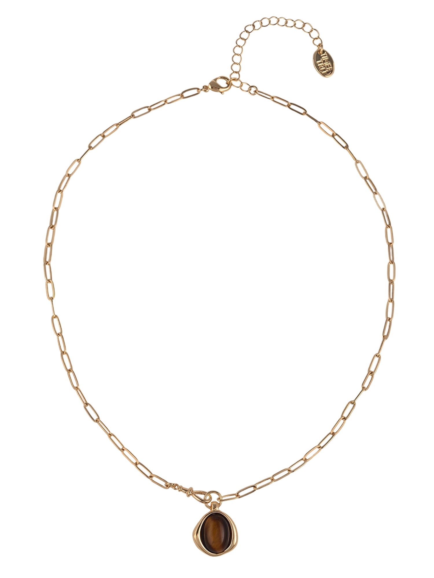 Time and Tru Goldtone Tiger Eye Round Pendant Necklace - Walmart.com