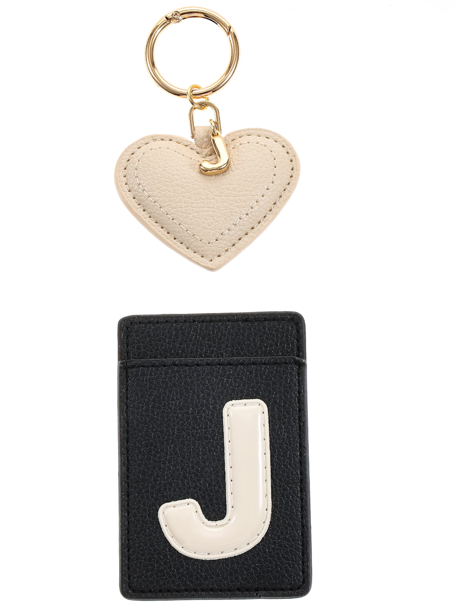 Time & Tru Goldtone Heart Keyring and Black Adhesive Phone Wallet ...