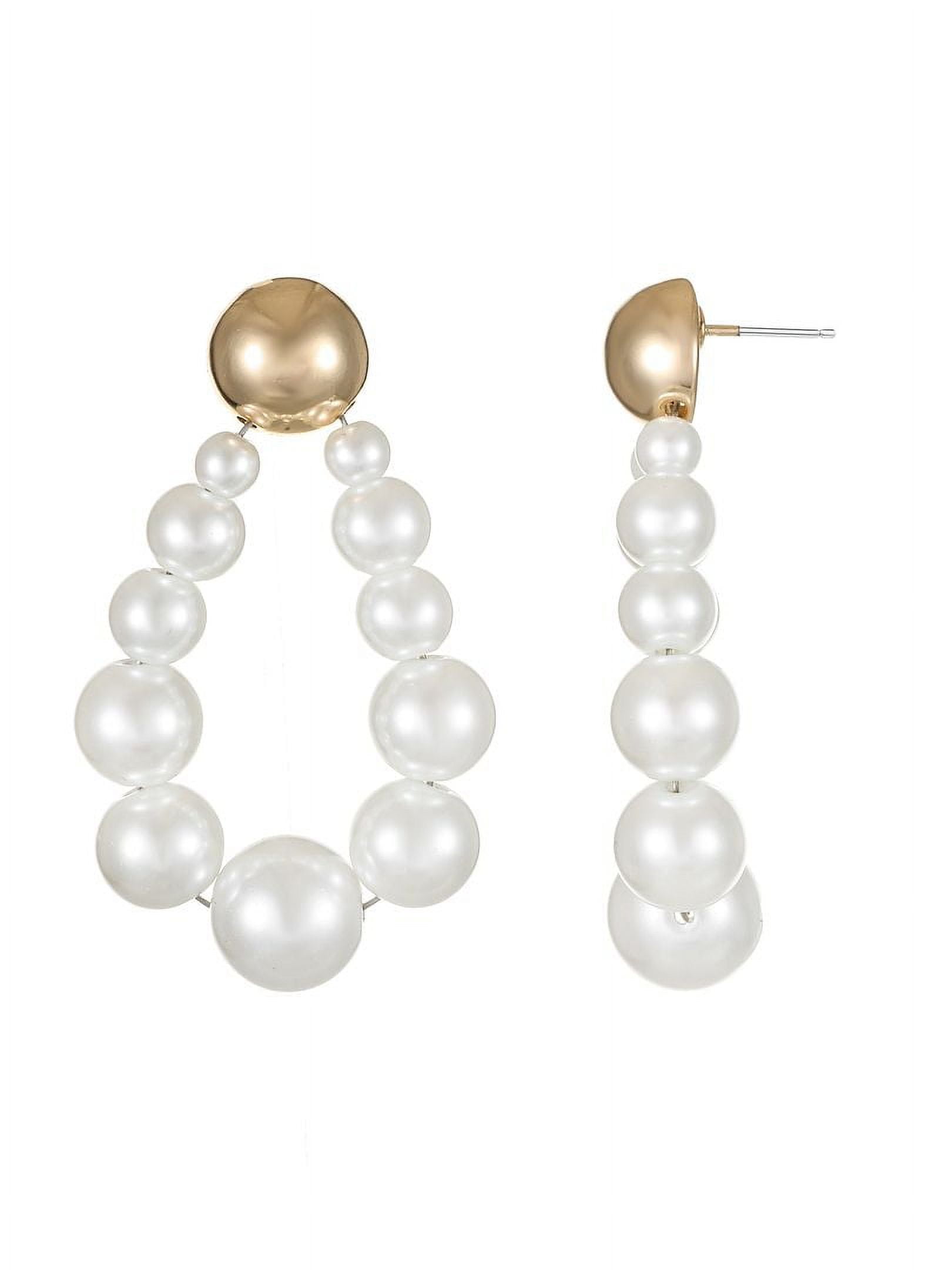 Time and Tru Goldtone Pearl Loop Earrings - Hypo-allergenic - Walmart.com