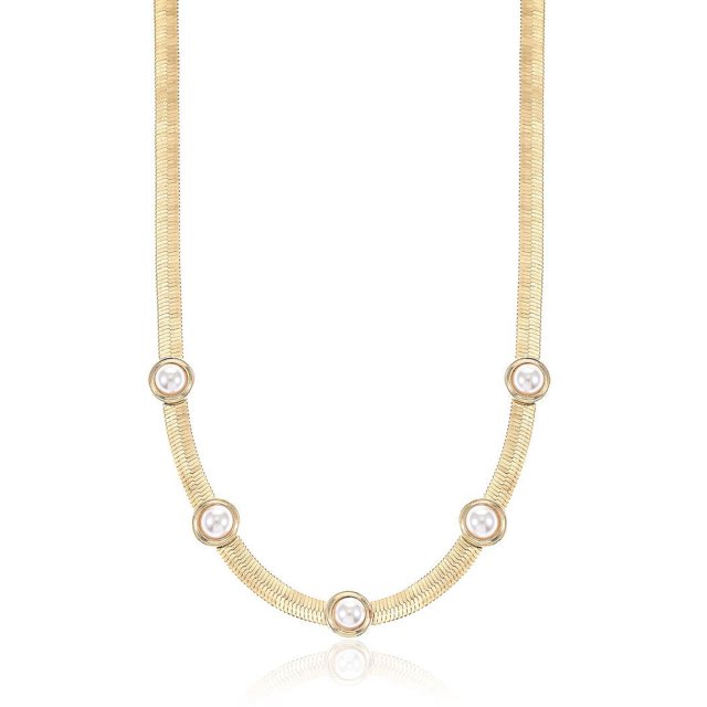 Time and Tru Goldtone and Simulated Pearl Studded Necklace, Female, 1 ...